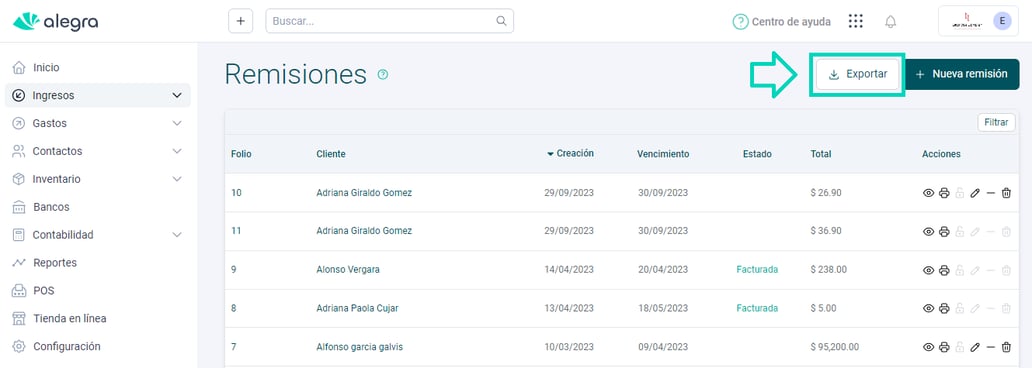 ¿Cómo crear una remisión, remito, conduce u orden de servicio en Alegra?