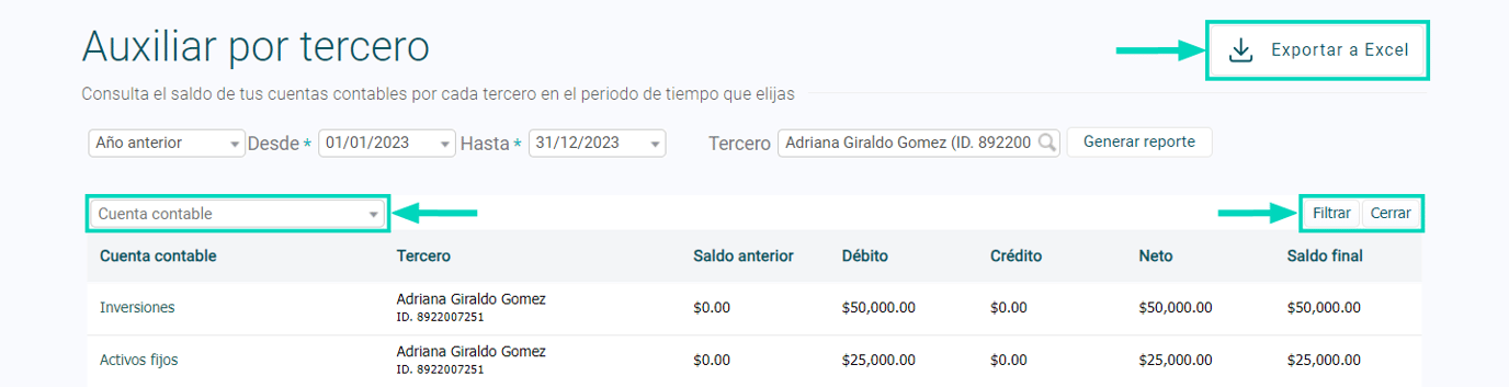 Conoce el reporte Auxiliar por tercero